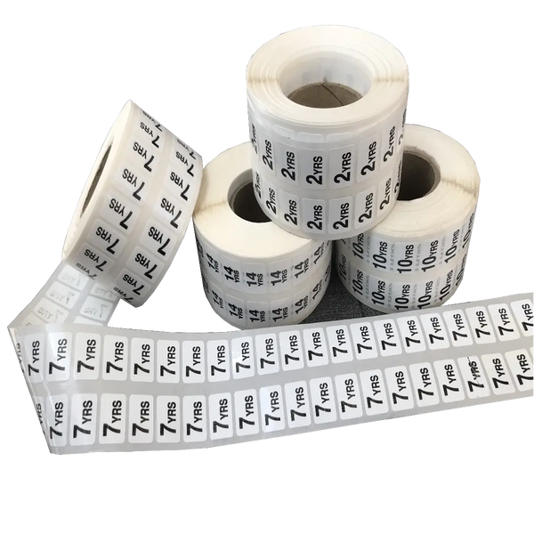 Self-Adhesive Labels Peelable - Child Age Sizes | Product Finishing ...